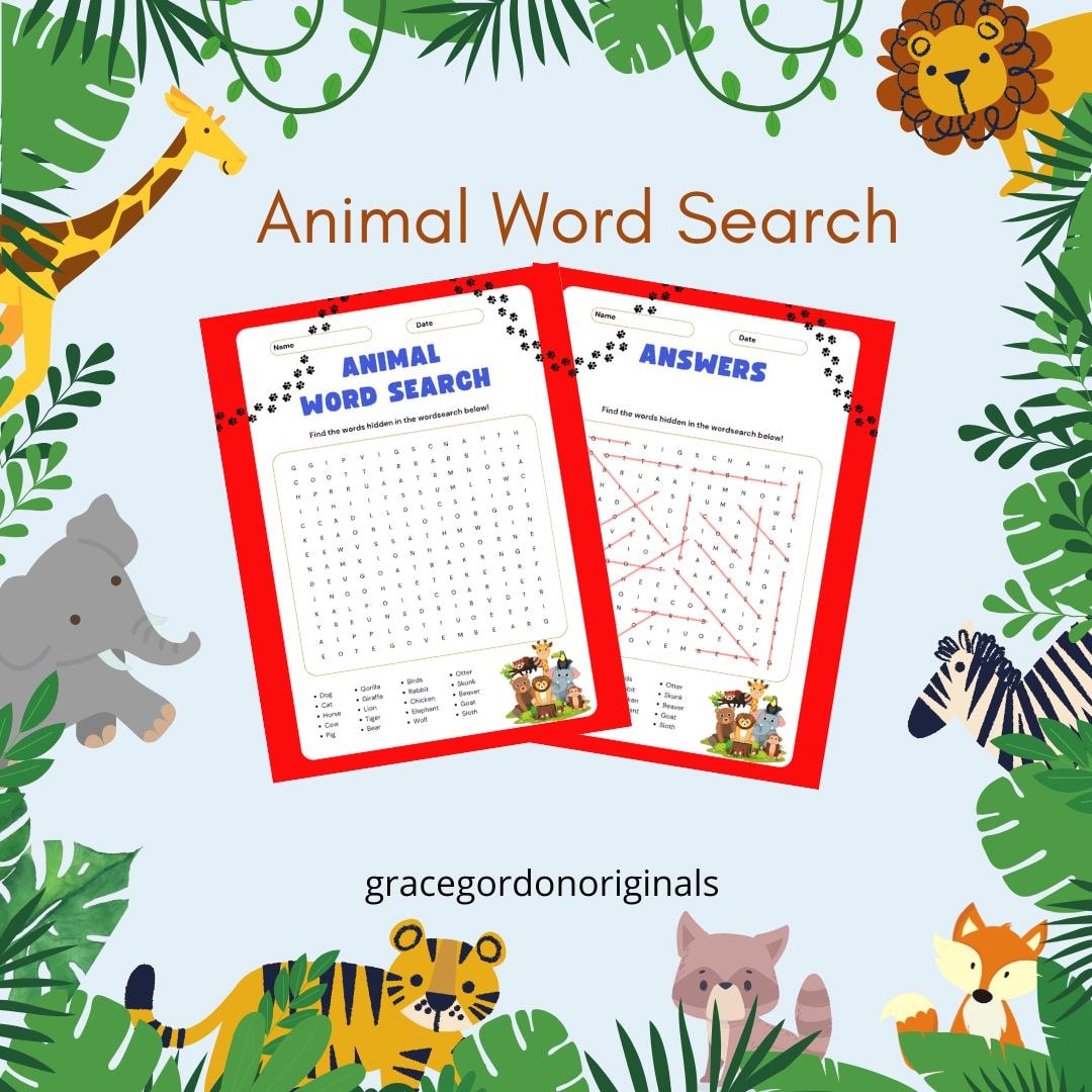 Printable Animal Word Search PDF | Fun Kids Puzzle 7+ | 20 Animals to ...