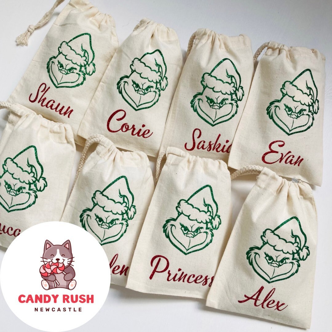 PREORDER Personalised the Grinch Christmas Drawstring Bag Christmas Eve ...