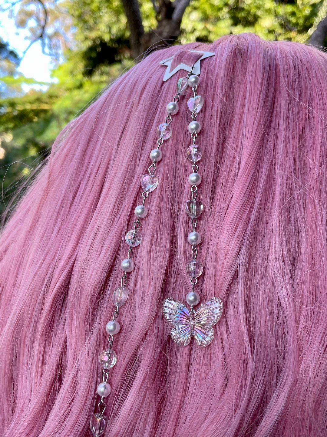 White Butterfly Hair Chains - Etsy