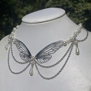 Silver Butterfly Wing Necklace - Etsy