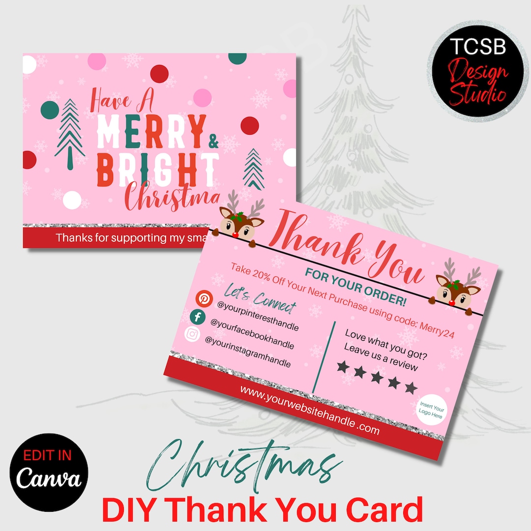 Christmas Thank You Card, Christmas Business Thank You Card Template ...