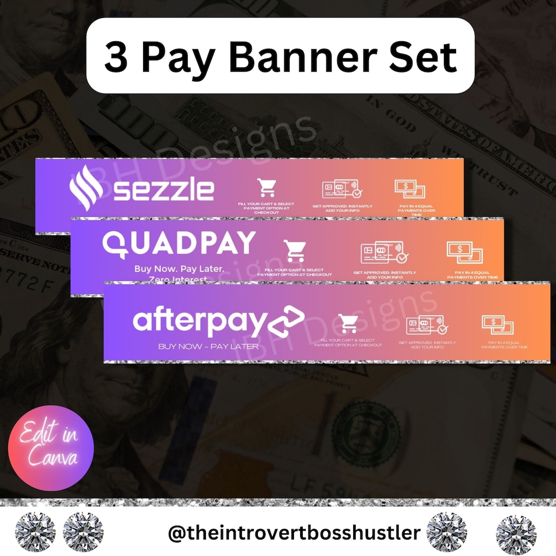 After Pay BANNERS, Canva Templates, Afterpay Sezzle, Quadpay, Web ...