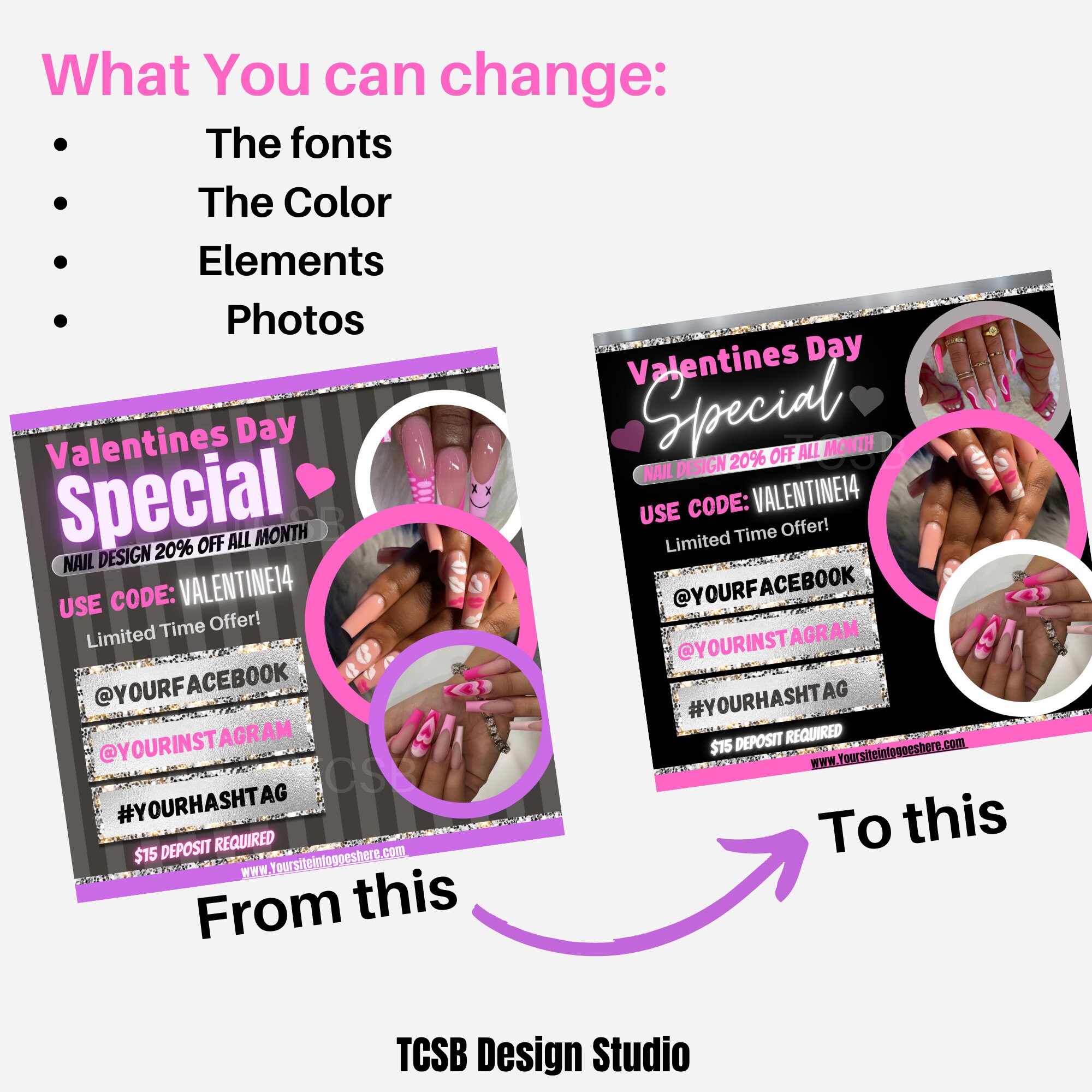 Valentines Day Nail Flyer Template, Nail Flyer, Flash Sale Flyer DIY ...