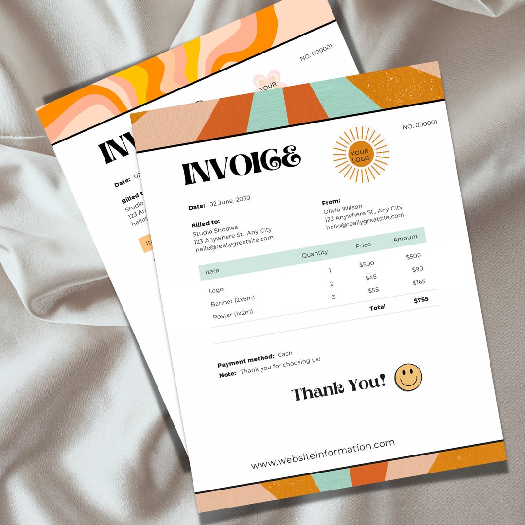 Retro Template Download, Retro Invoice Template, Invoice Template ...