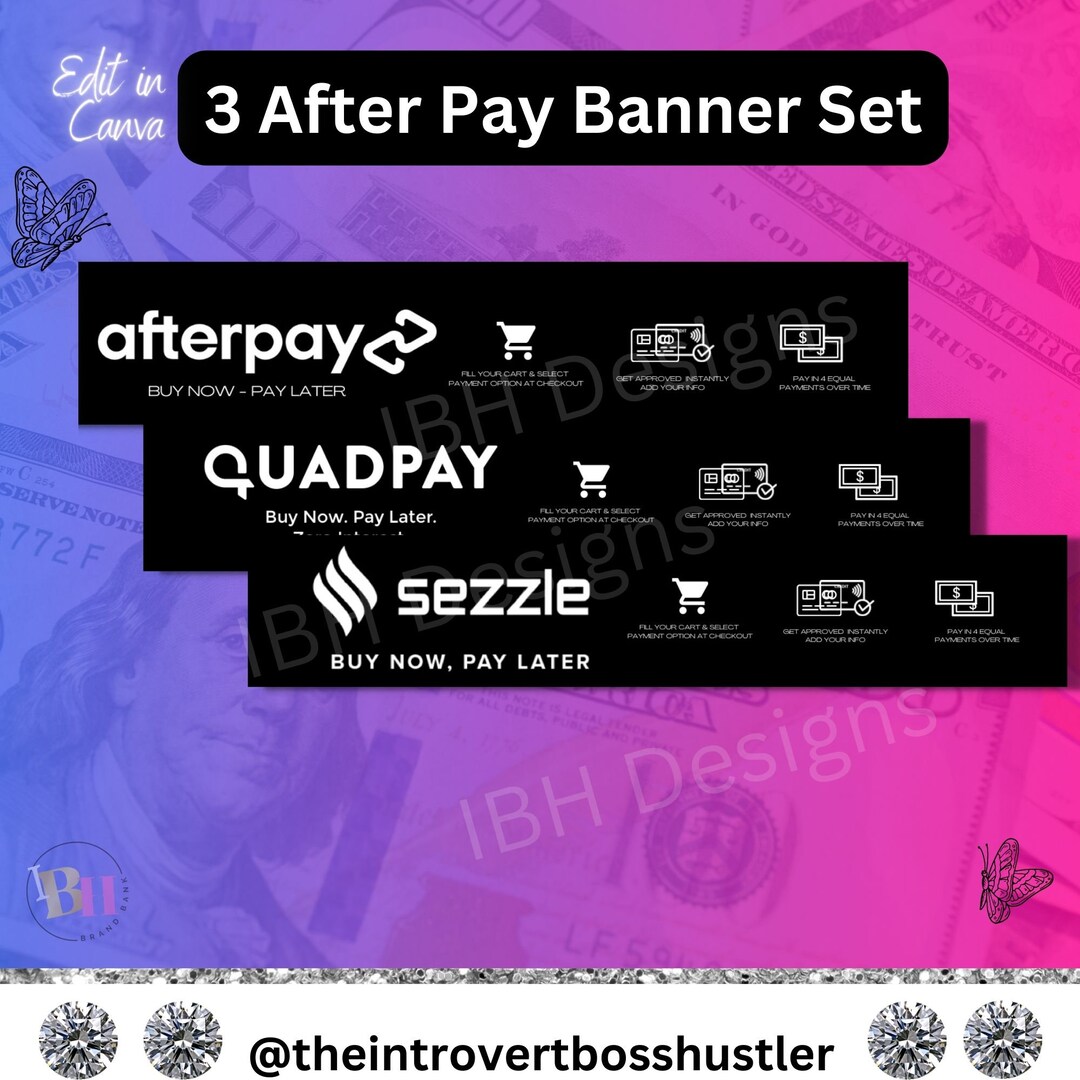 DIY PAYMENT BANNERS Canva Templates Afterpay Sezzle - Etsy