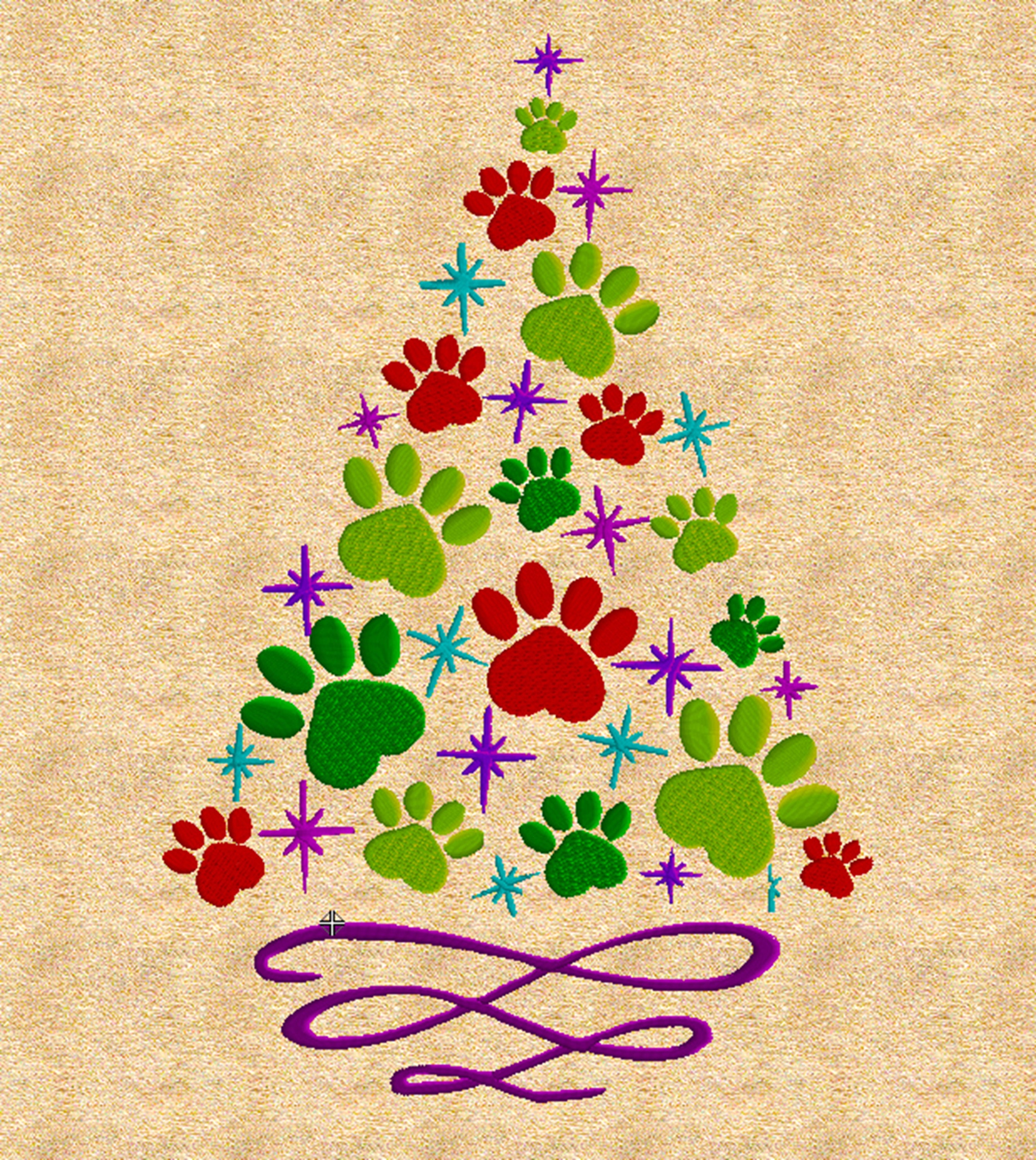 Paw Print Christmas Tree Embroidery Download - Etsy