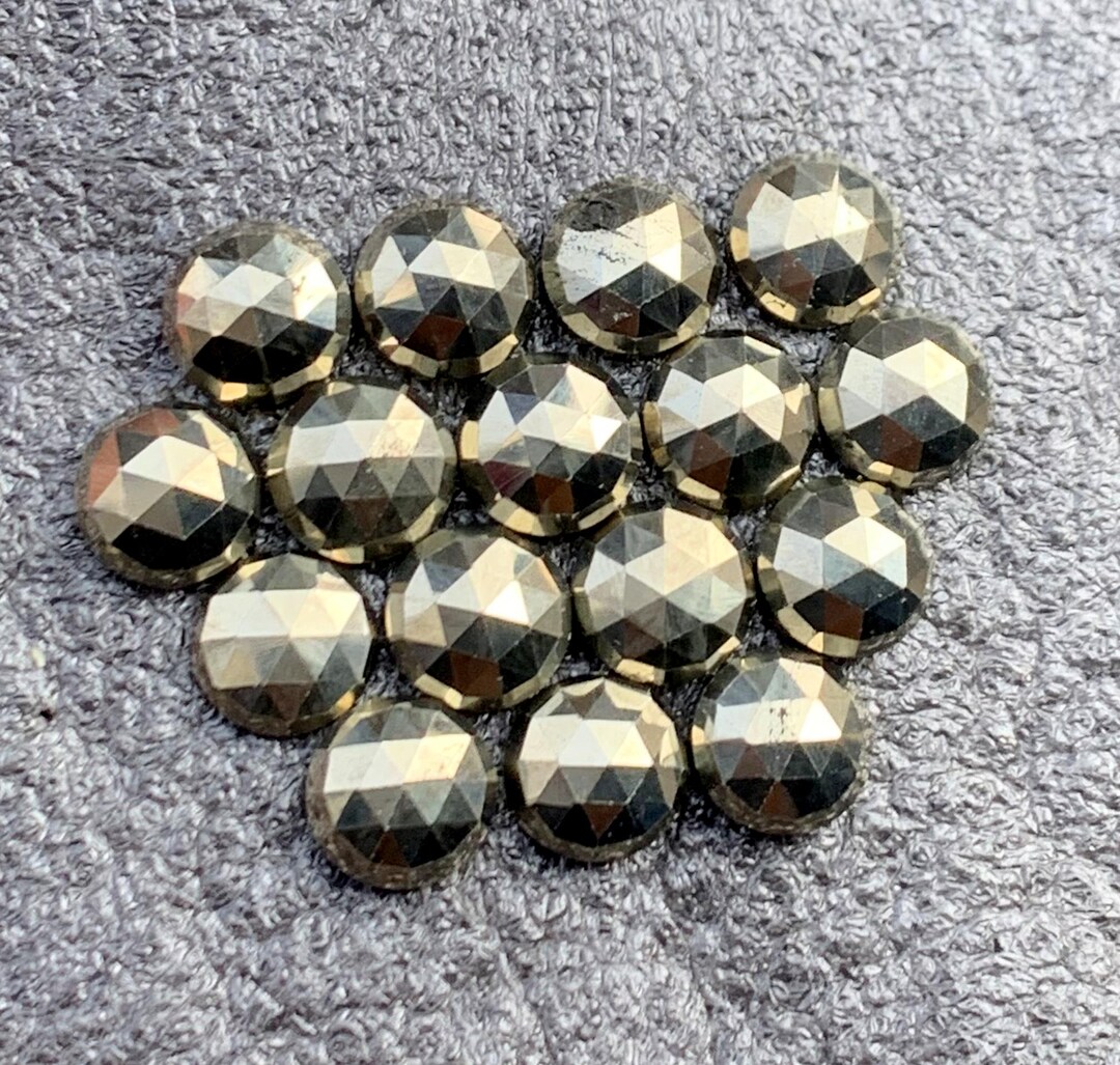 Natural Pyrite Gemstone: Rose Cut Round Shape Flat Back, (94.00 Carat ...