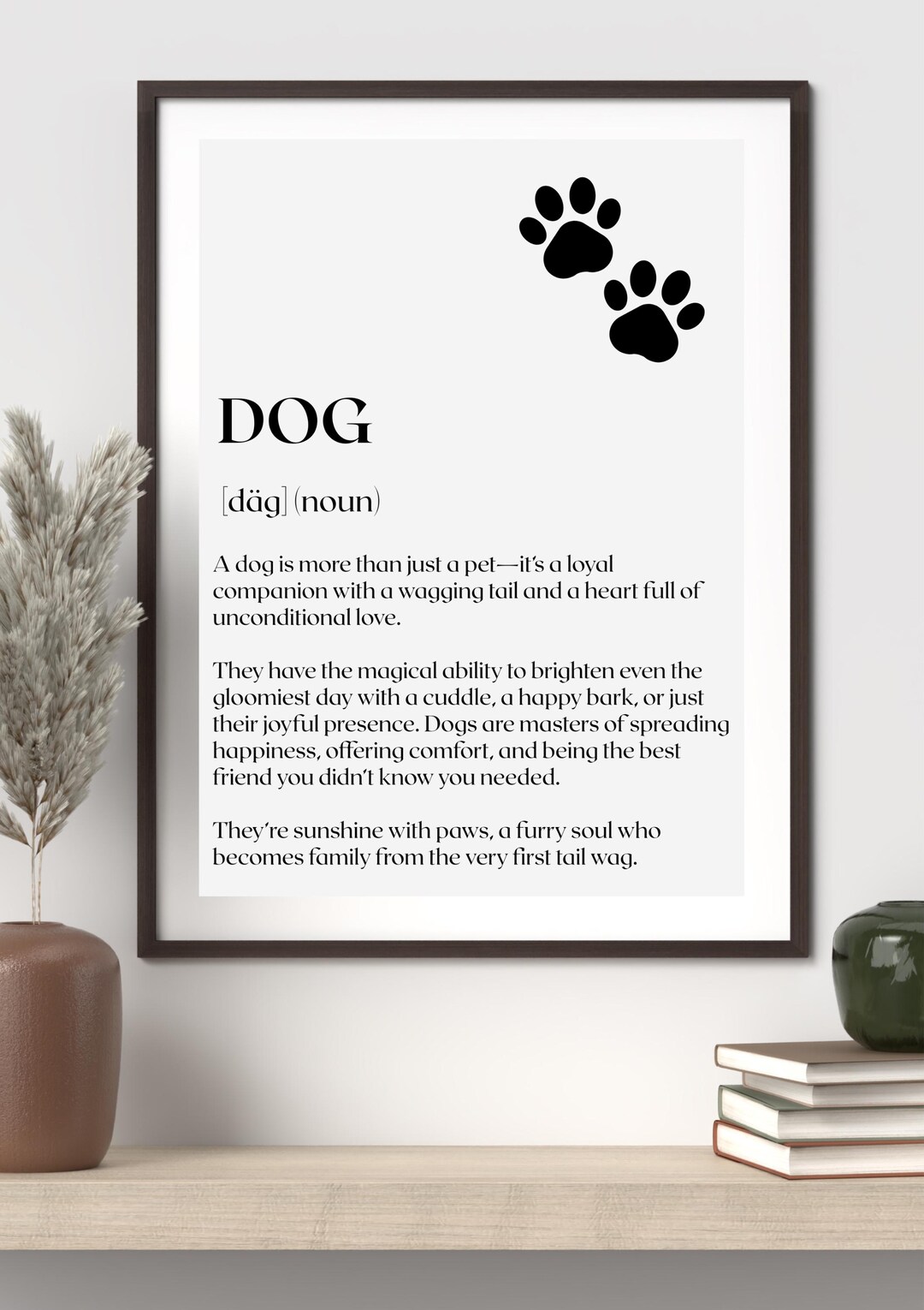 Dog Definition Wall Art | Minimalist Dog Poster | Pet Lover Gift ...