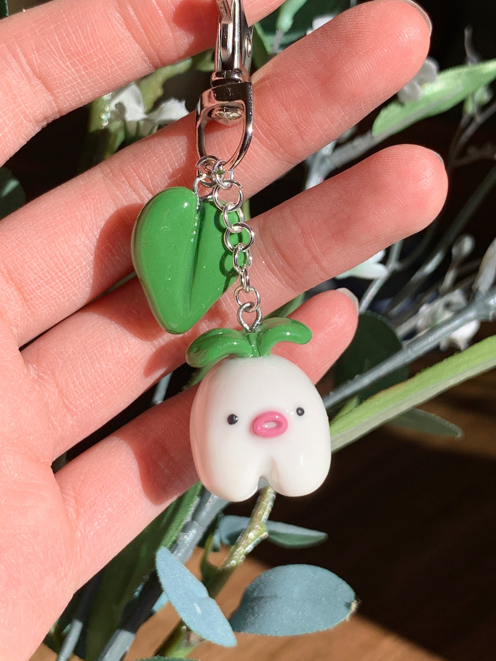Radish Sprout Clay Keychain | Etsy