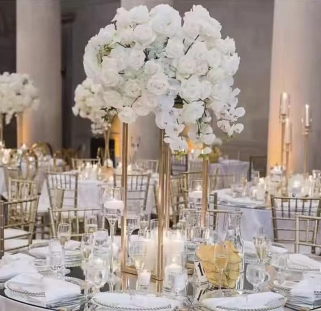 White Rose Flower Ball Flower Arrangement Table Centerpiece Artificial ...