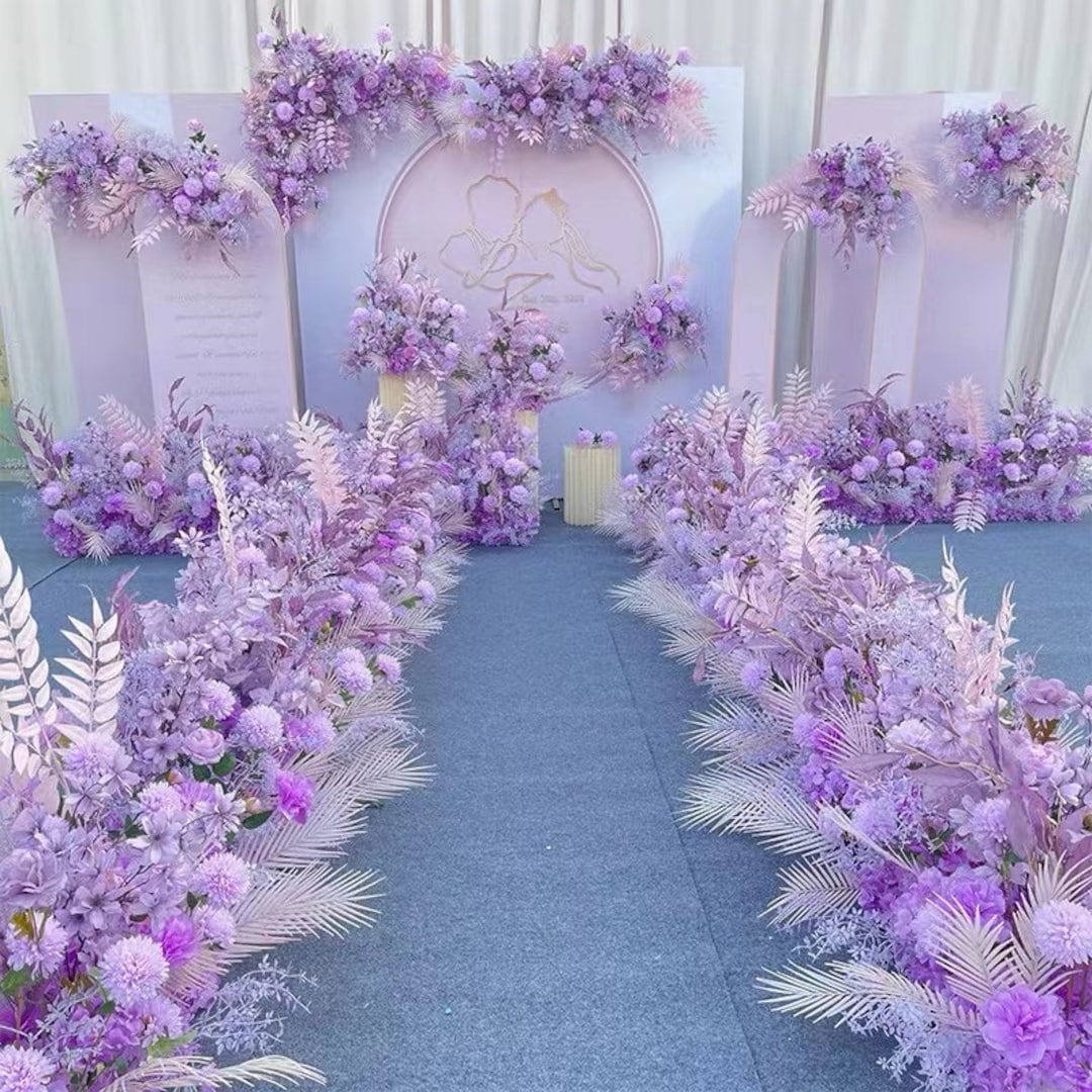 Purple Flower Garland,wedding Aisle Flower Garland,wedding Table Runner ...