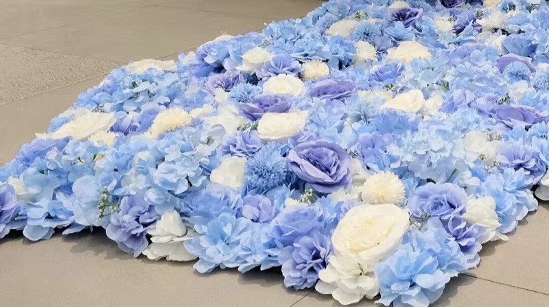 Baby Blue Rose Flower Wall Backdrop for Blue Wedding Decor Artificial ...
