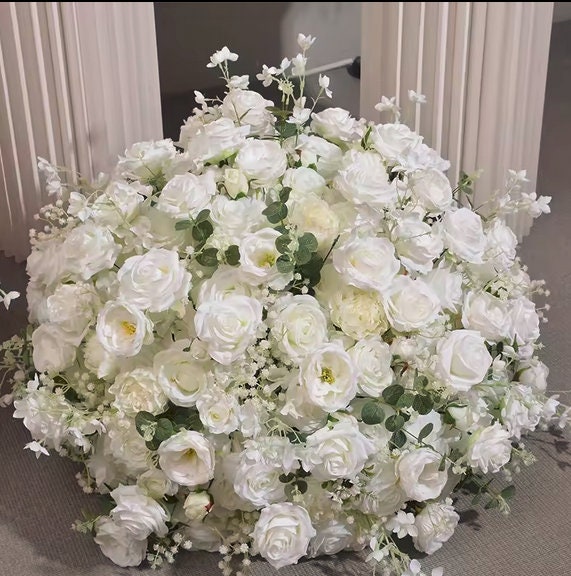 Table Flower Ball White Pink Rose Wedding Arrangement Flower Ball ...