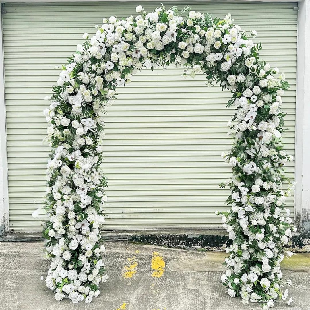 White Rose Flower Arch Wedding Flower Garland Table Runner Flower Row ...