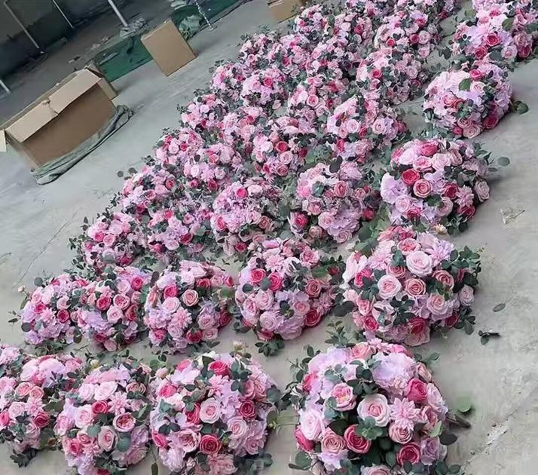 Hot Pink Rose Flower Ball Wedding Flower Arrangement Pink Roses ...