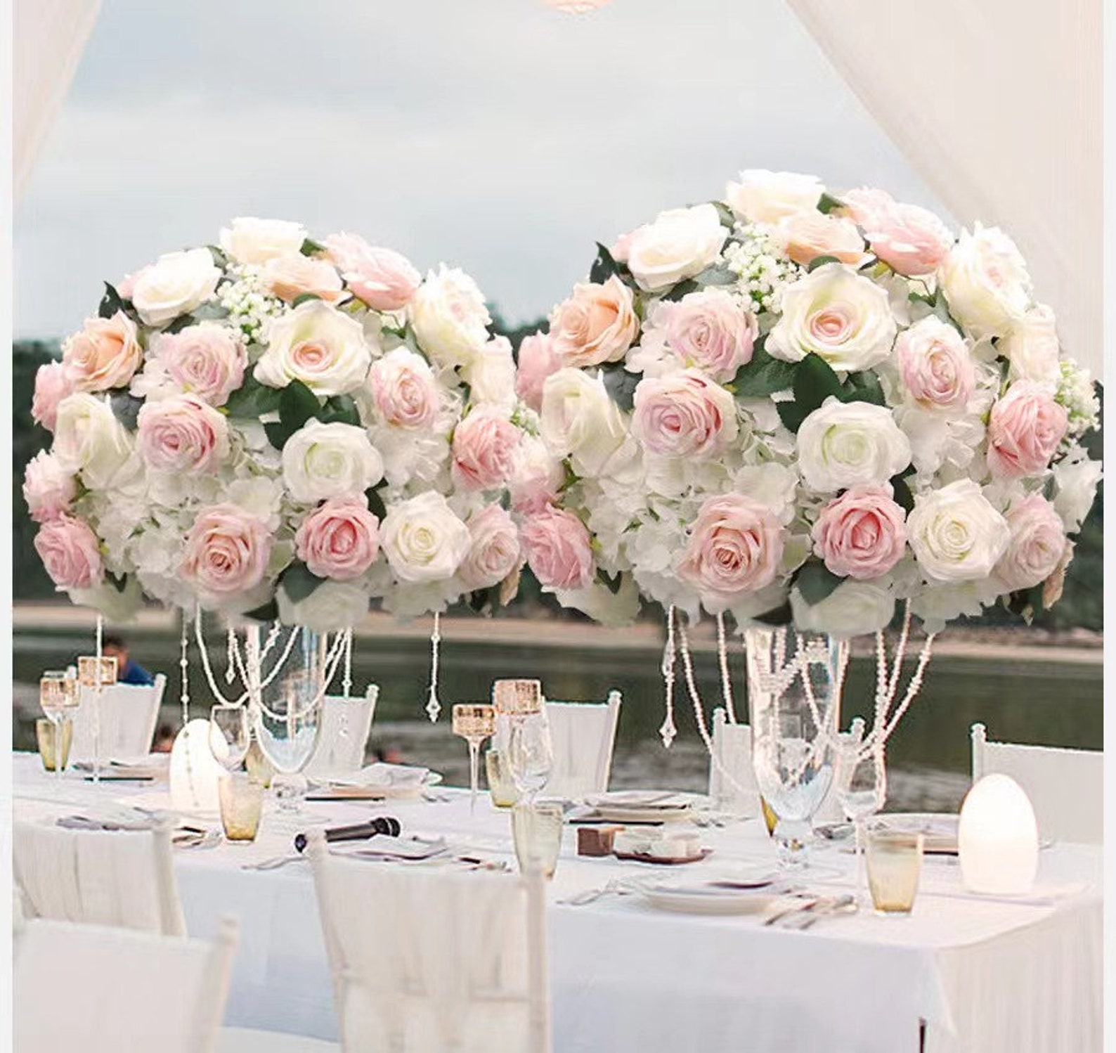 White and Pink Flower Ball,wedding Table Flower,wedding Centrepiece ...