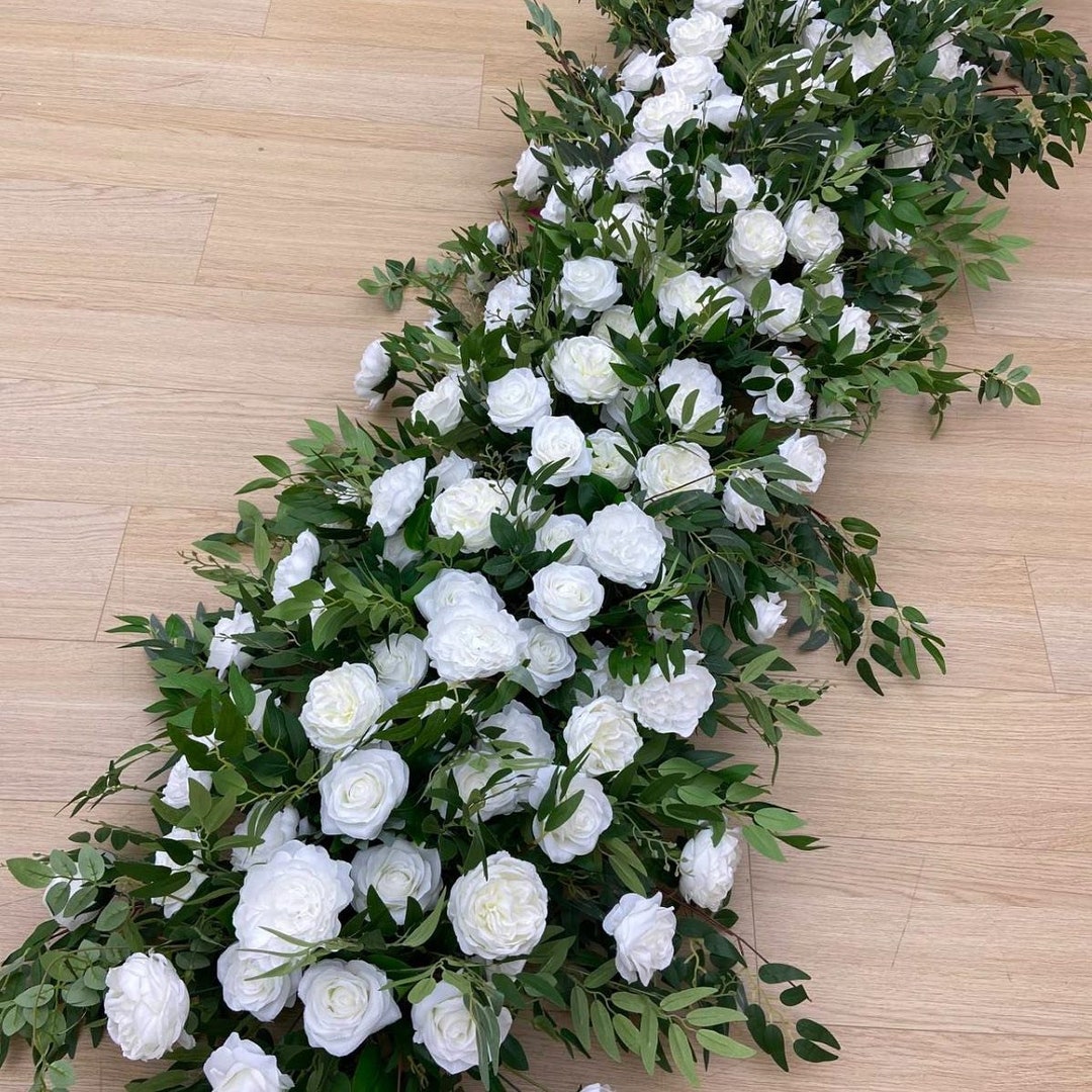Greenery White Rose Flower Garland,eucalyptus Garland,wedding ...