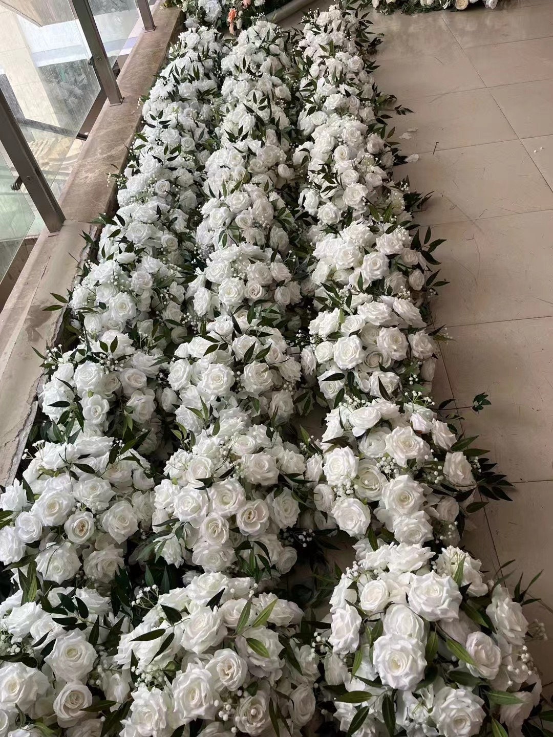 Greenery Flower Ball White Rose Flower Ball Flower Arrangement Table ...