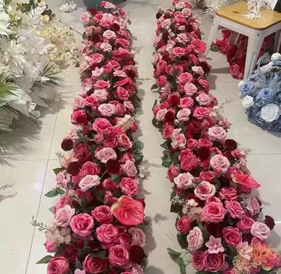 Hot Pink Rose Garland, Silk Flower Wedding Arch Decor - Etsy