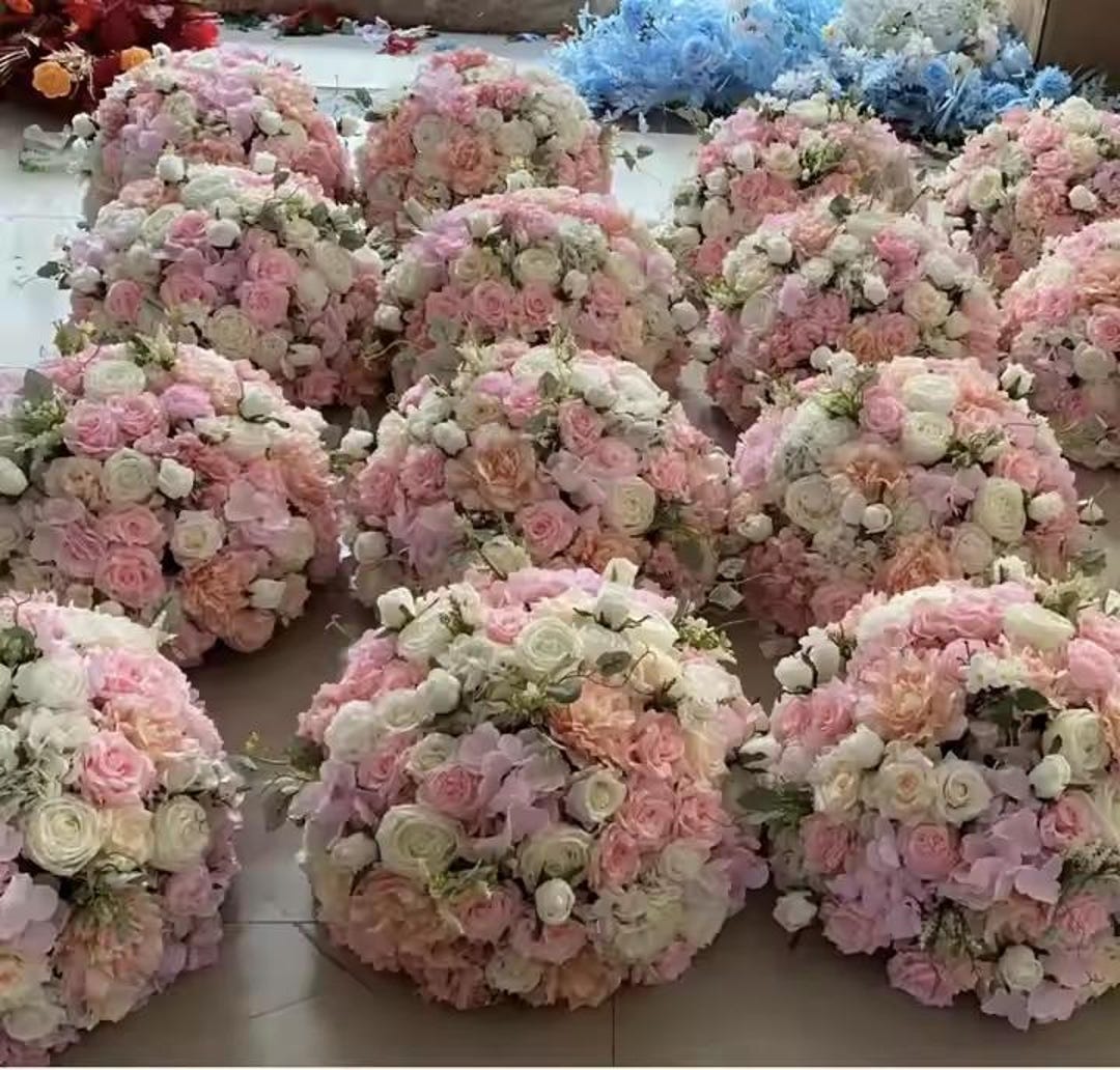 Pink Hydrangea Rose Flower Ball Wedding Flower Ball Table Centrepieces ...