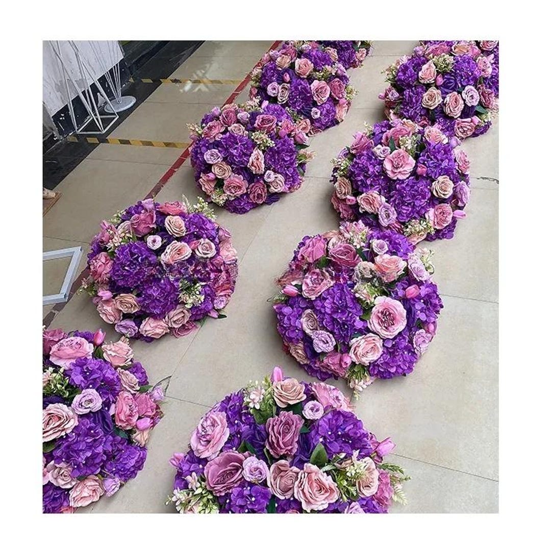 Purple Hydrangea Rose Flower Ball Wedding Flower Arrangement Artificial ...