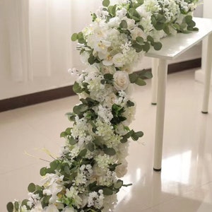 Long Size Flower Runner,white Flower Table Runner,wedding Flower ...