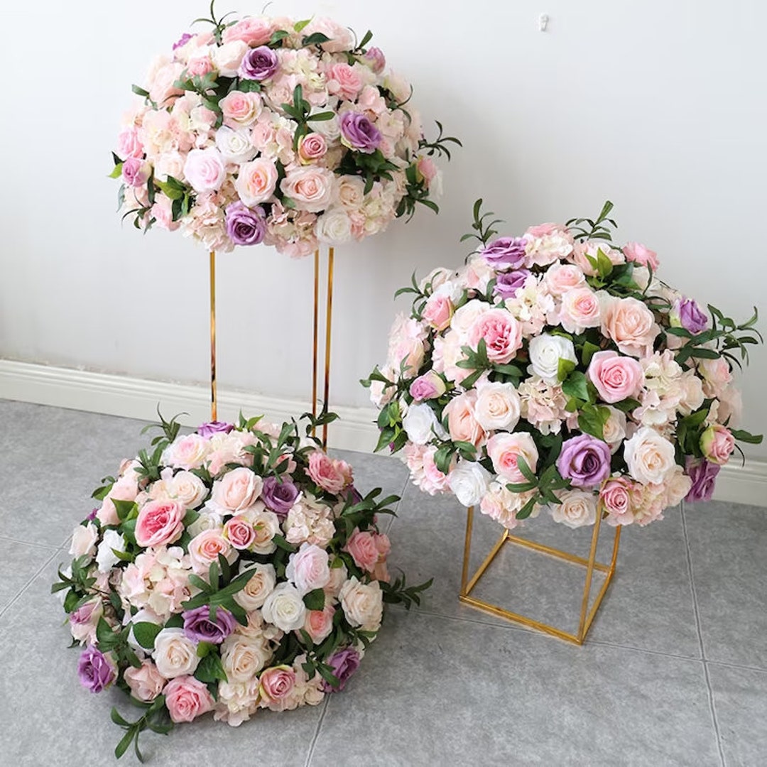 Pink Flower Ball Table Centerpiece Artificial Flower Ball Flower ...