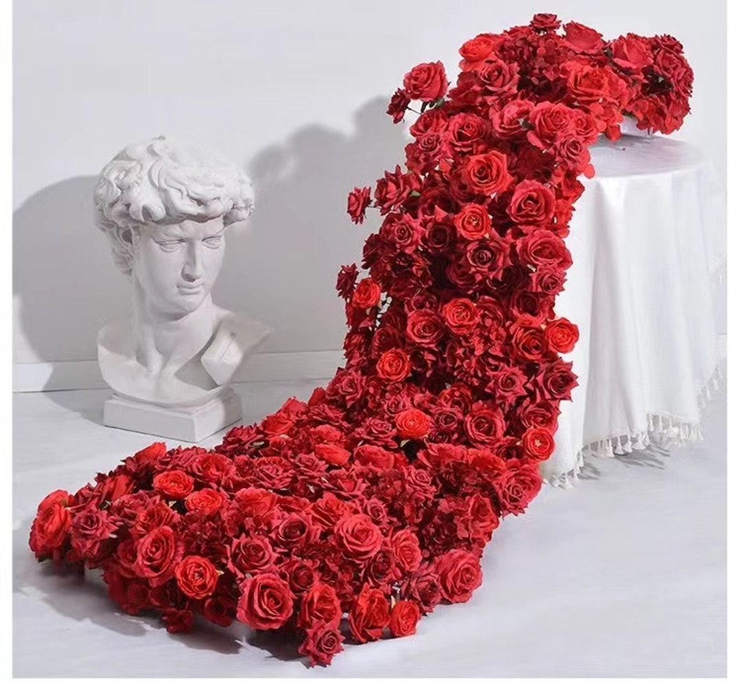 Red Rose Flower Garland,table Centerpiece,wedding Reception Table ...