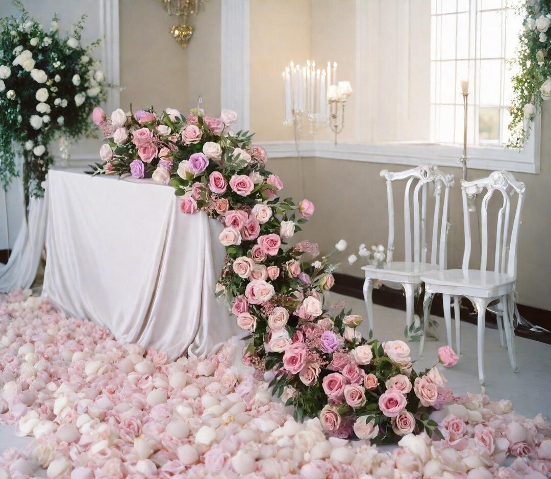 Head Table Flower Runner,rose Flower Centerpiece,wedding Floor Flower ...