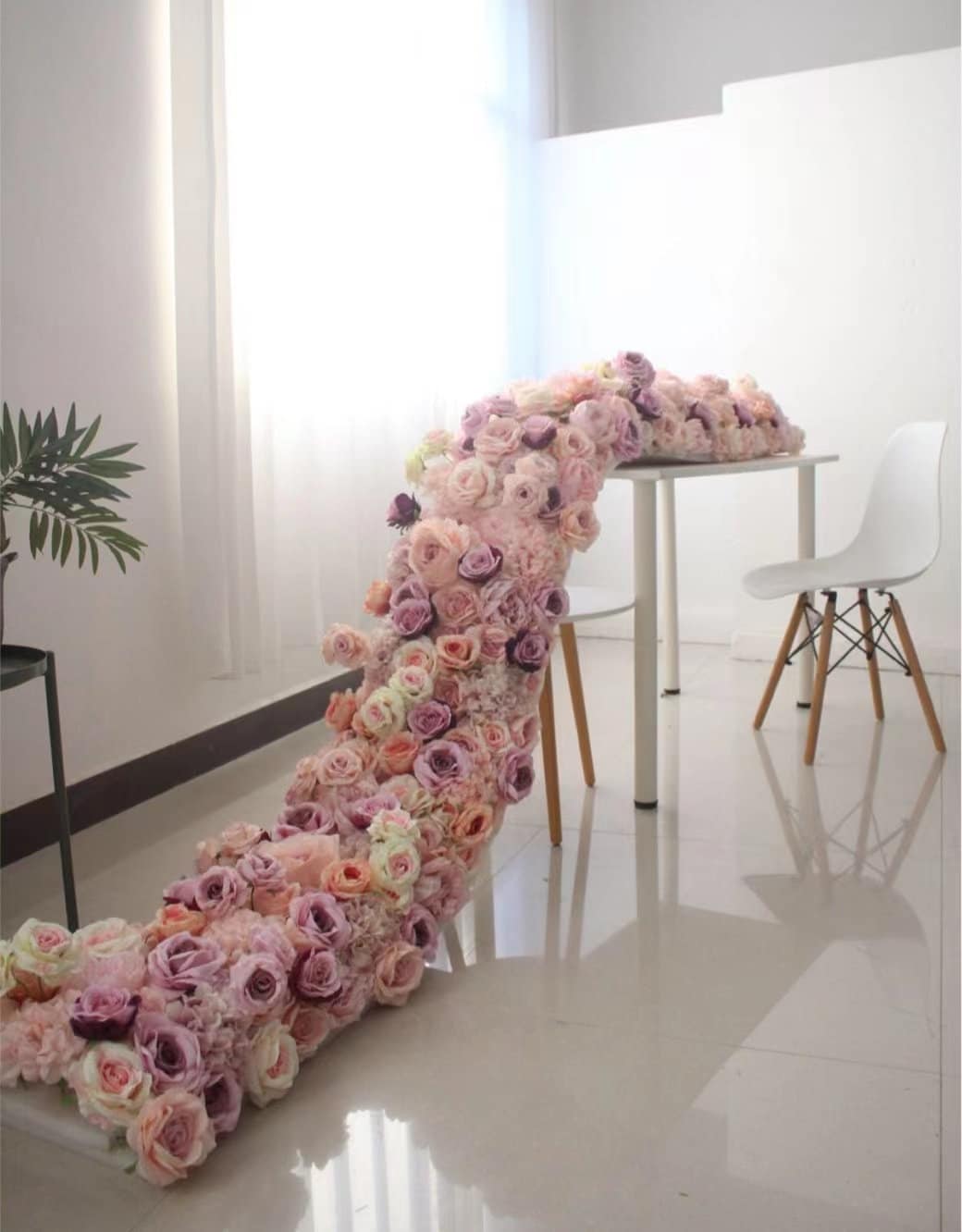 Pink Rose Flower Garland,flower Table Runner,silk Flower Runner,stair ...