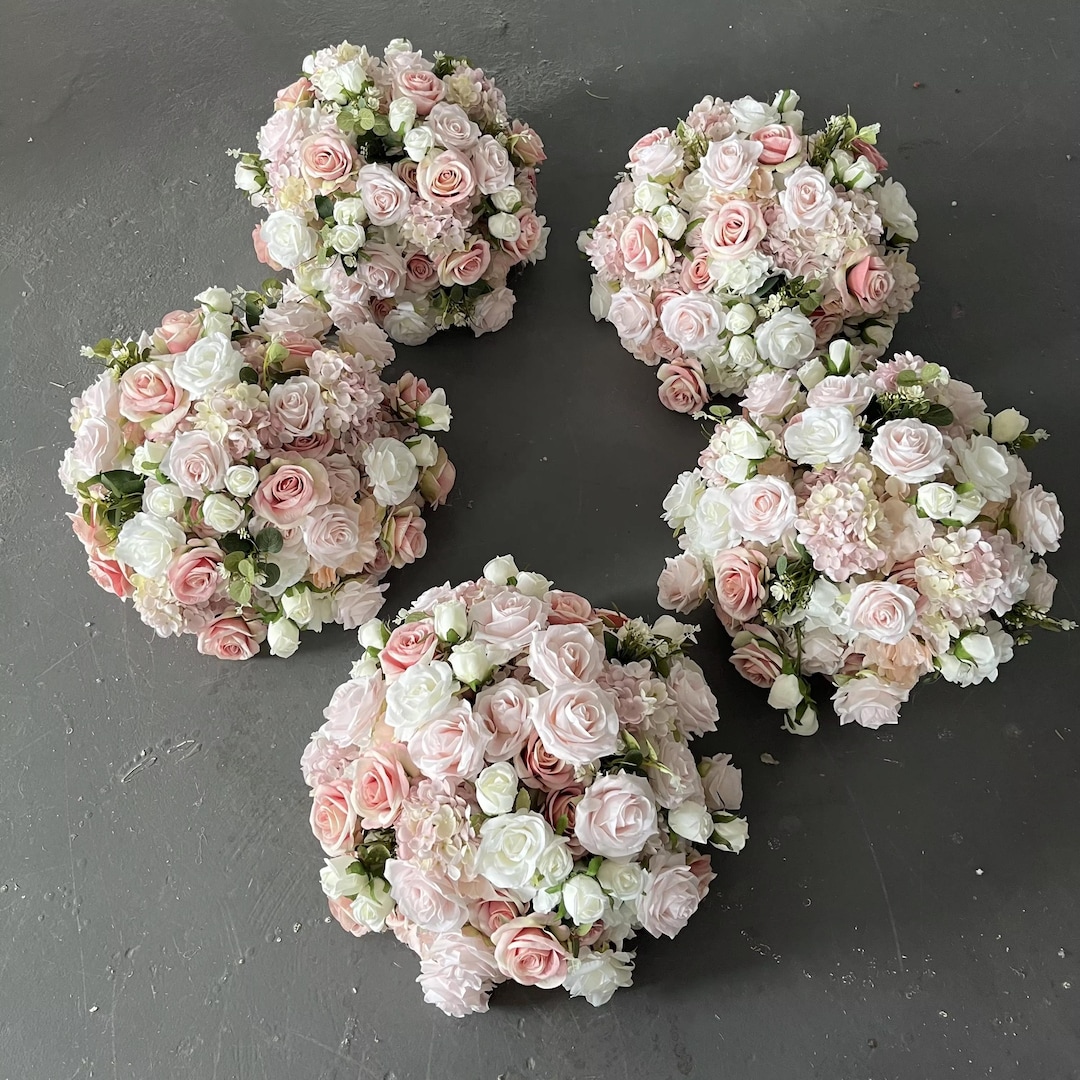 Pink White Rose Flower Ball Wedding Flower Arrangement Table ...