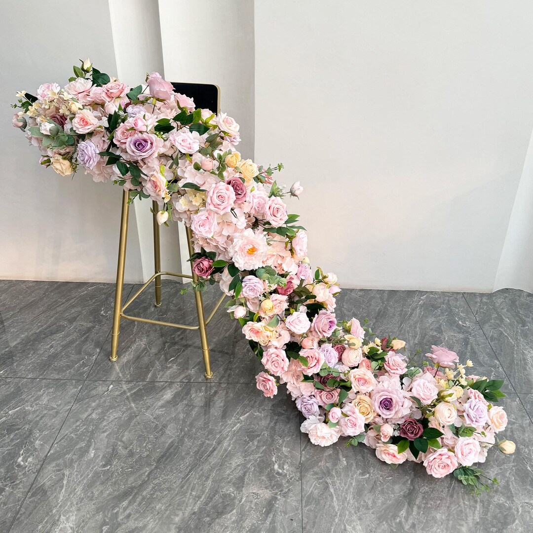 Pink Hydrangea Rose Flower Runner,gypsophila Garland,wedding Flower ...