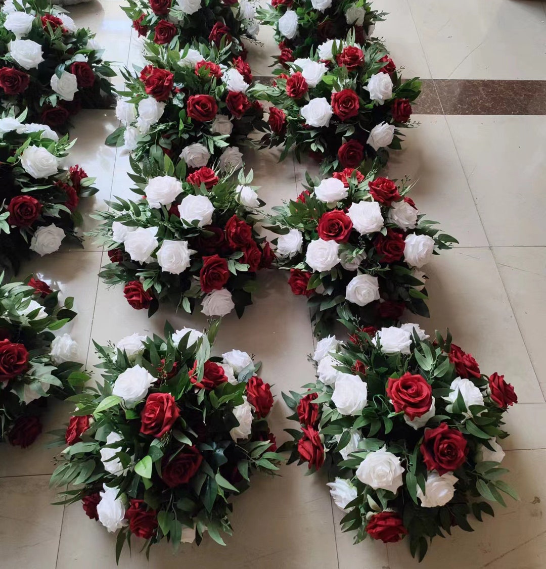 Red Rose Greenery Flower Ball Wedding Flower Arrangement Wedding ...