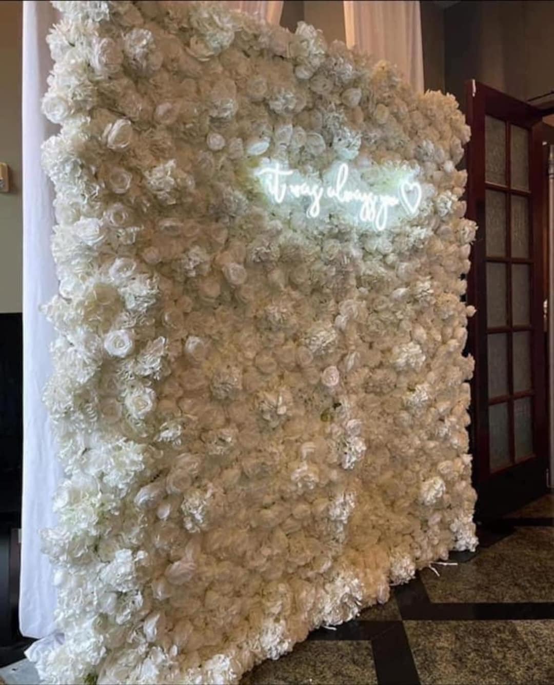 Full Rose Flower Wall Backdrop White Wedding Decor Artificial Flower ...