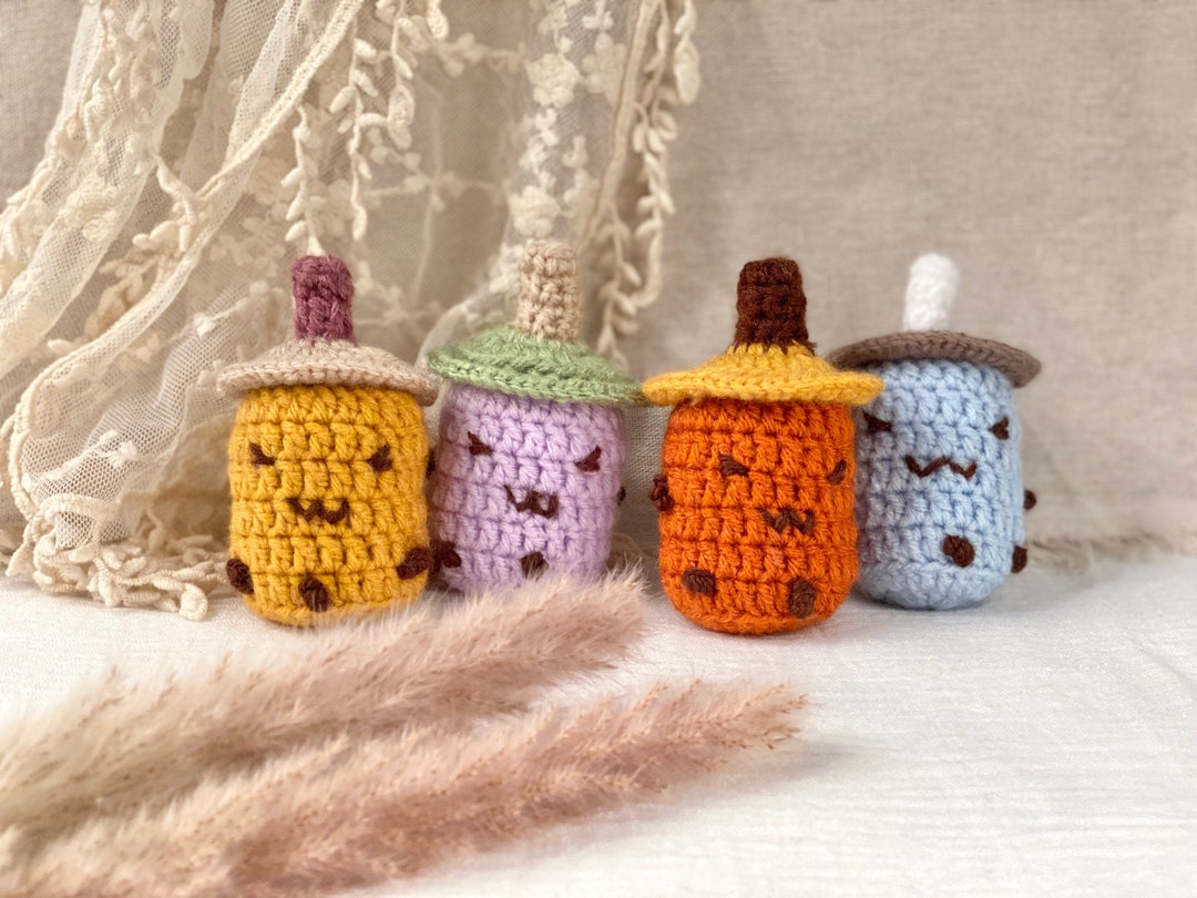 Crochet Boba Keychain, Amigurumi Boba Tea Cup, Crochet Boba Plush ...