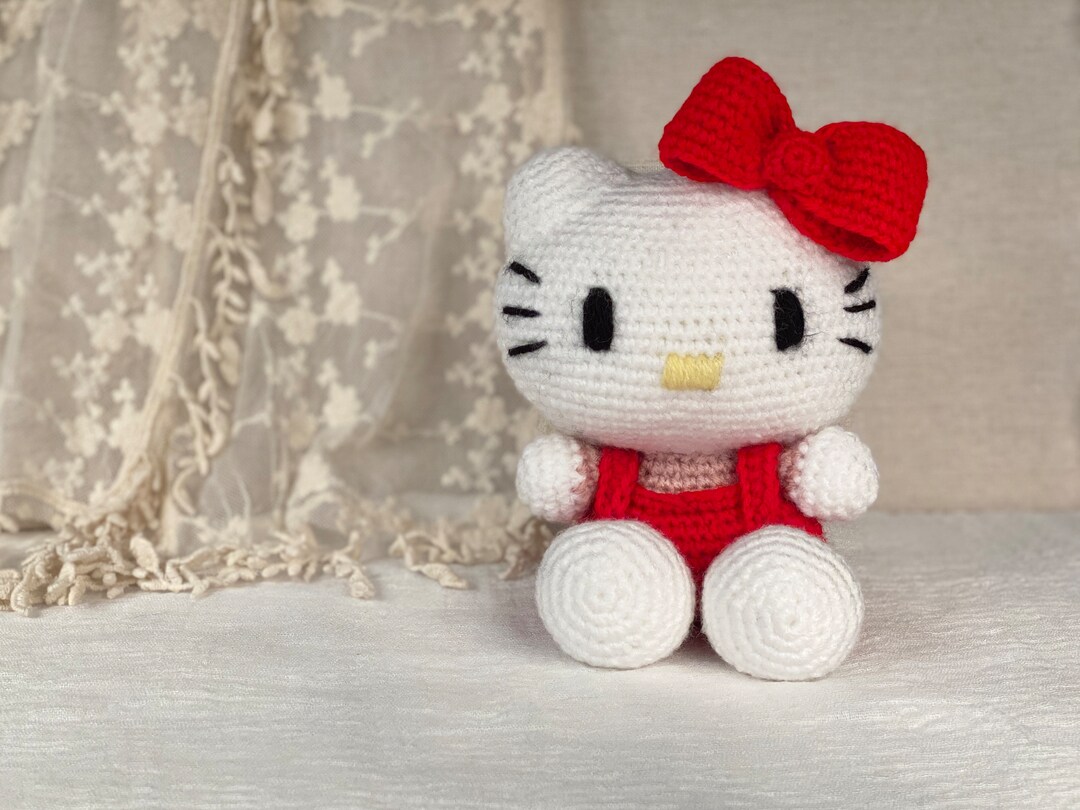 Crochet Hello Kitty Plushies, Amigurumi Hello Kitty, Amigurumi Cat, Crochet Cat Plush, Sanrio ...
