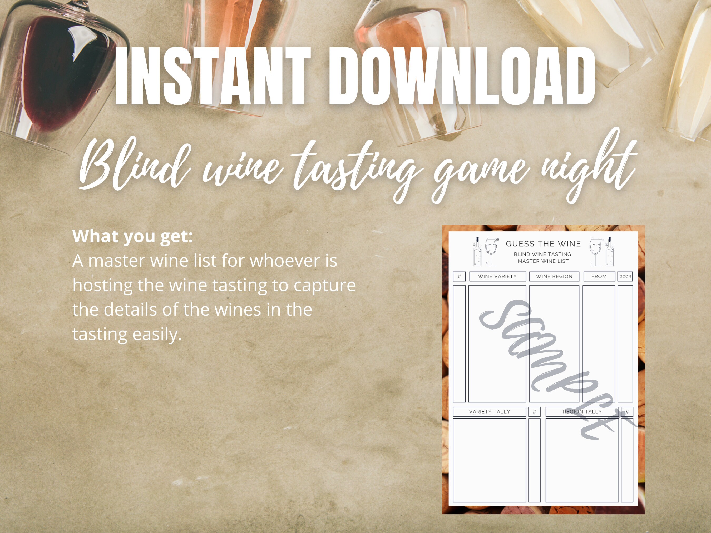 Wine Tasting Kit | Wine Tasting Printable | Blind Wine Tasting Party ...