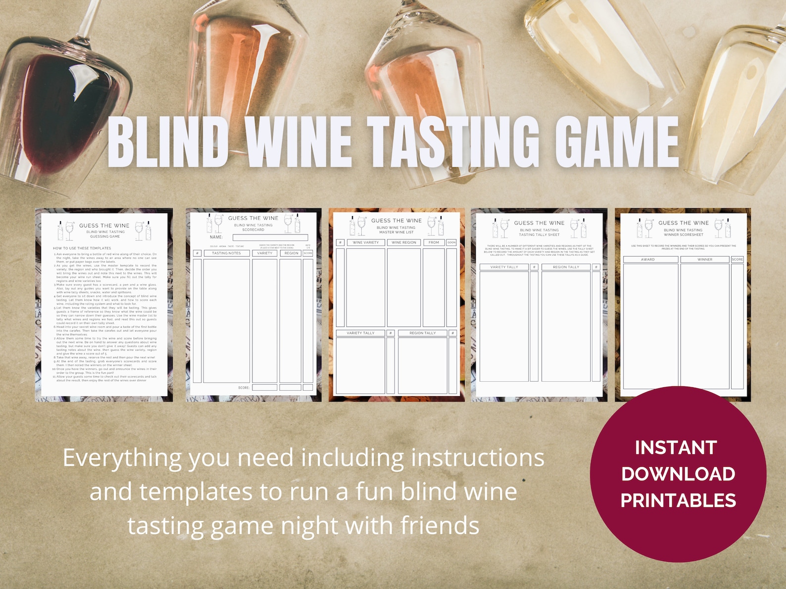 Wine Tasting Kit | Wine Tasting Printable | Blind Wine Tasting Party ...