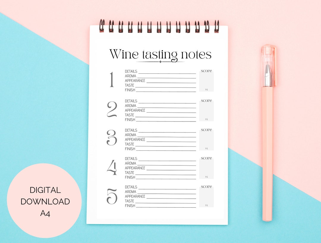 Wine Tasting Notes Printable Wine Tasting Notes Printable Wine Tasting ...