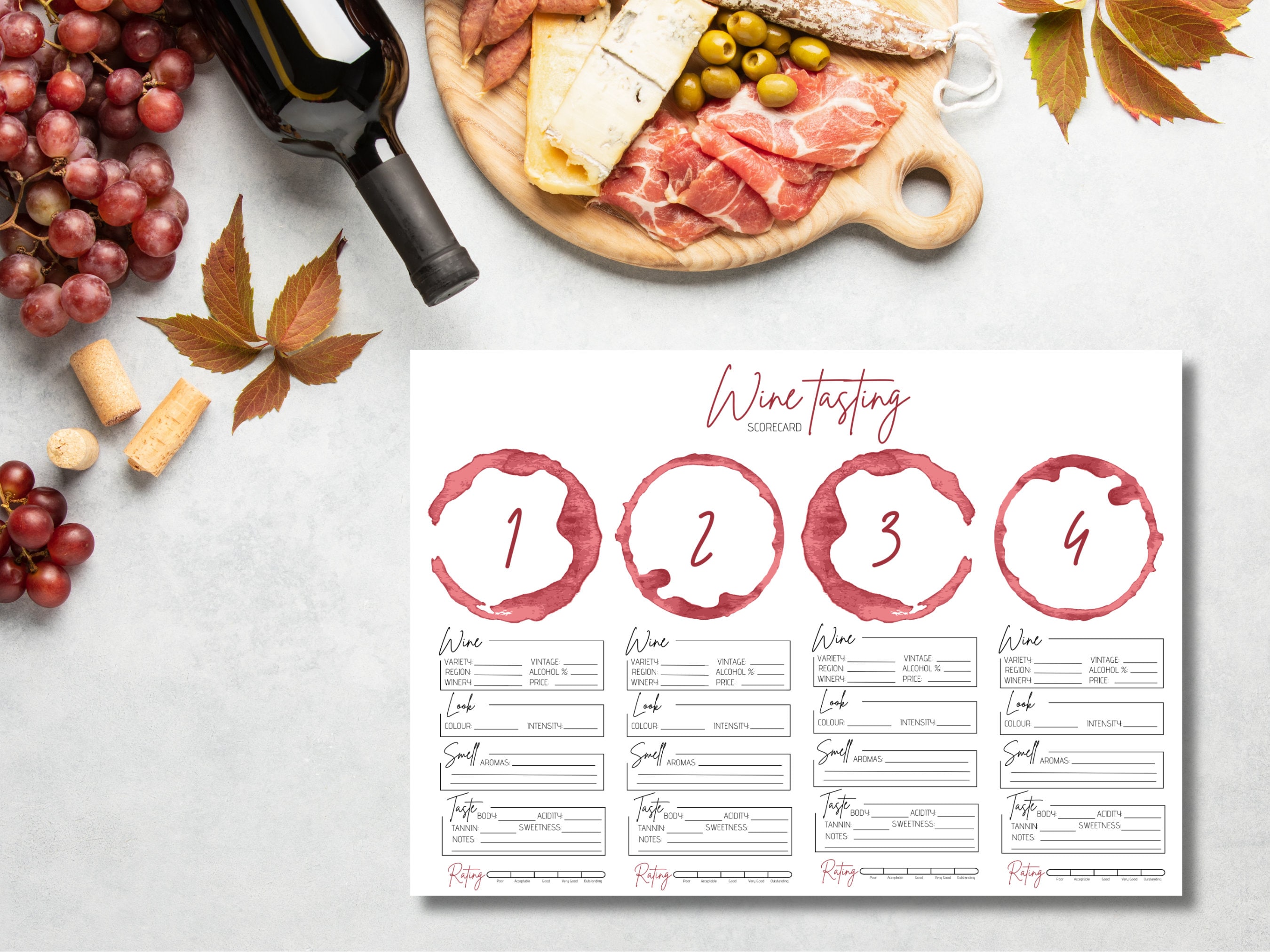 Wine Tasting Scorecard, At-home Wine Tasting, Wine Tasting, Wine ...