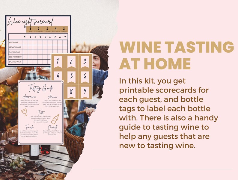 At Home Wine Tasting Printable Kit Wine Tasting Score Cards - Etsy