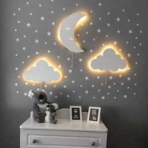 Set of 2 CLOUD WALL LIGHTS - Nursery Lighting - Baby Room Night Light ...