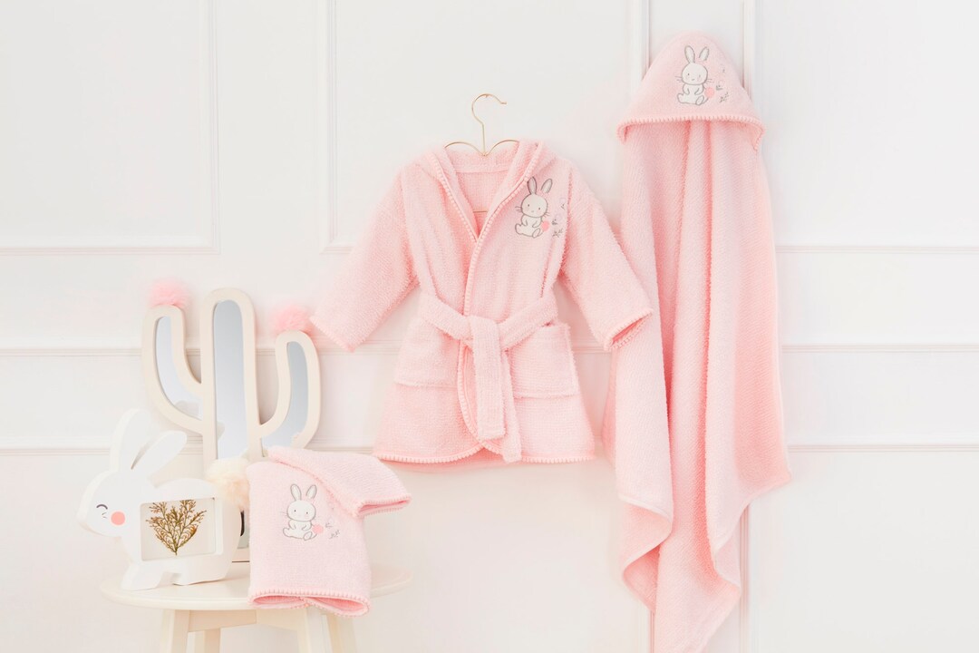 BABY BATHROBE SET 4 Pieces / %100 Organic Cotton / Newborn Gift Set ...