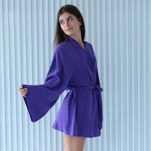 Purple Silk Kimono / Silk Kimono Robe / Pure Silk Kimono / Loungewear ...