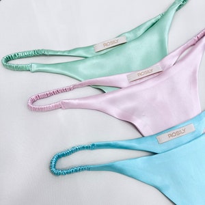 3 Pieces Silk Thong Set, Green Thong, Pink Thong, Blue Thong, Silk ...