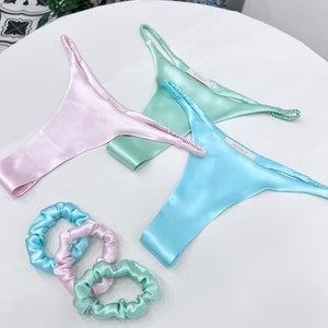Silk Thong, Green Thong, Pink Thong, Blue Thong, Silk Satin Thong Set ...