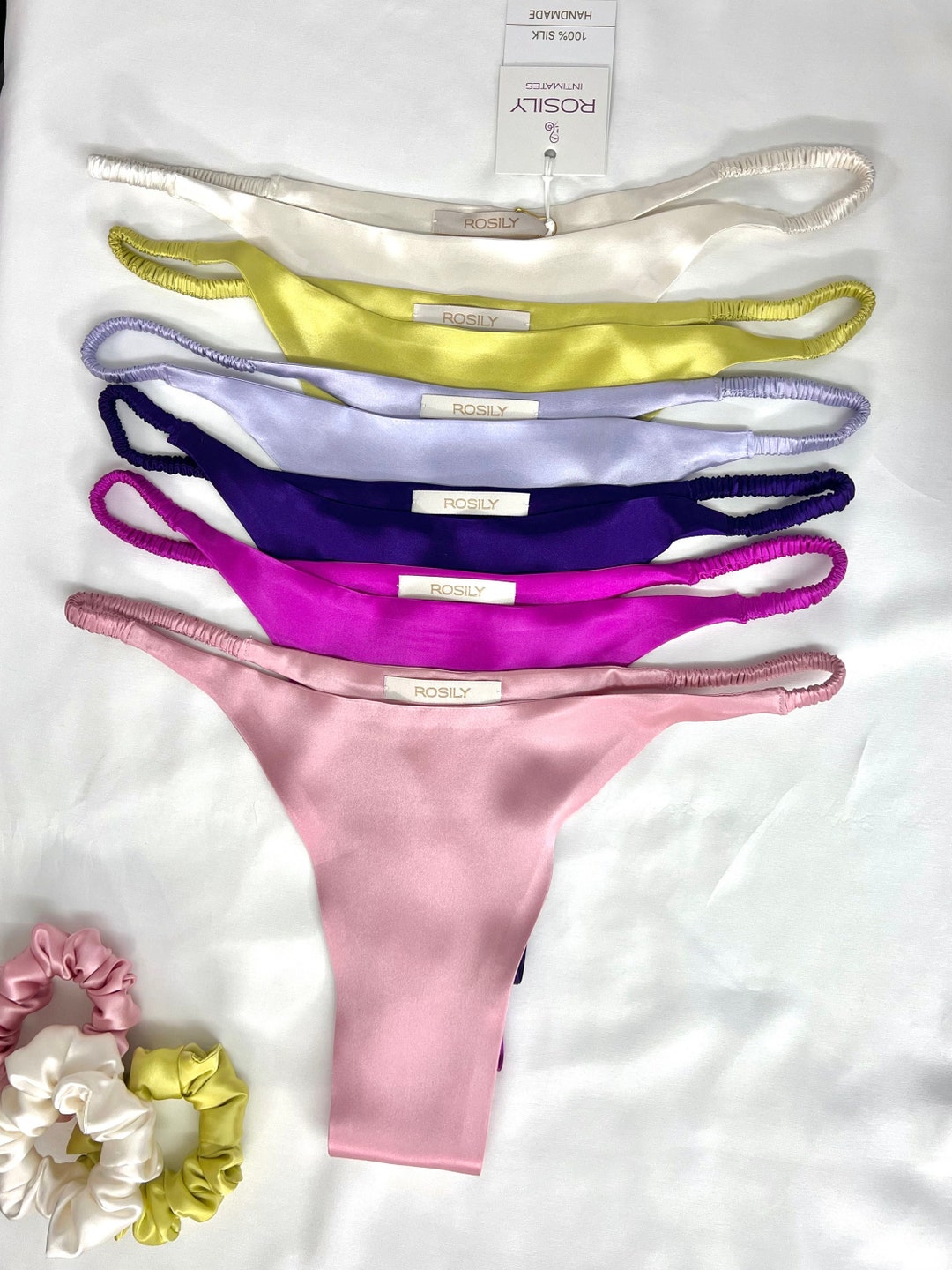Silk Thong Set, Green Thong, Pink Thong, Lilac Thong, Fuchsia Thong ...