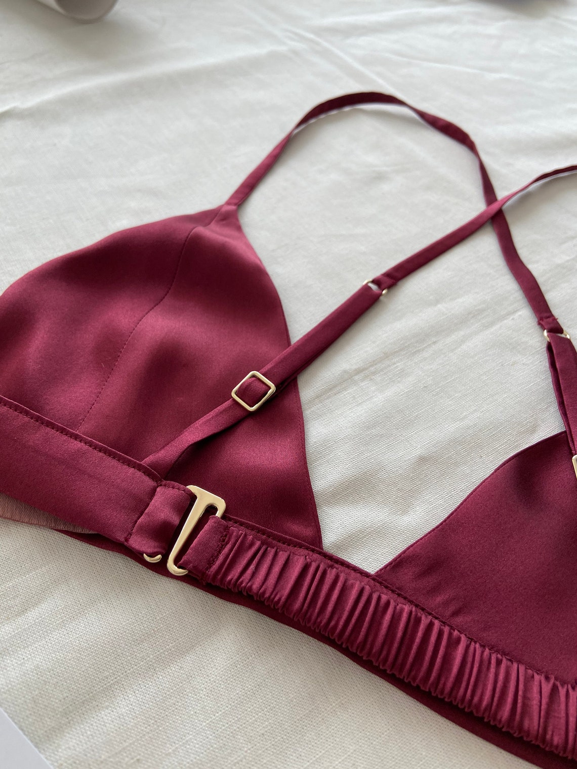 Burgundy Silk Lingerie Set 100 Silk Bra And Thong Silk Satin Etsy