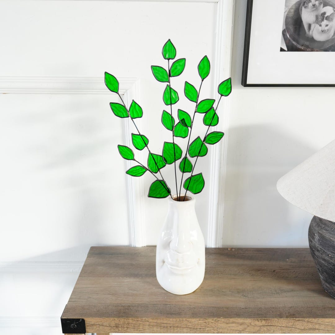 Stained Glass Green Leaf – Spring Home Decor - Etsy