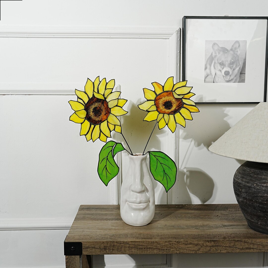 Sunflower Stained Glass Set: Nature Home Decor (7.8 X 7.8 Inches) - Etsy